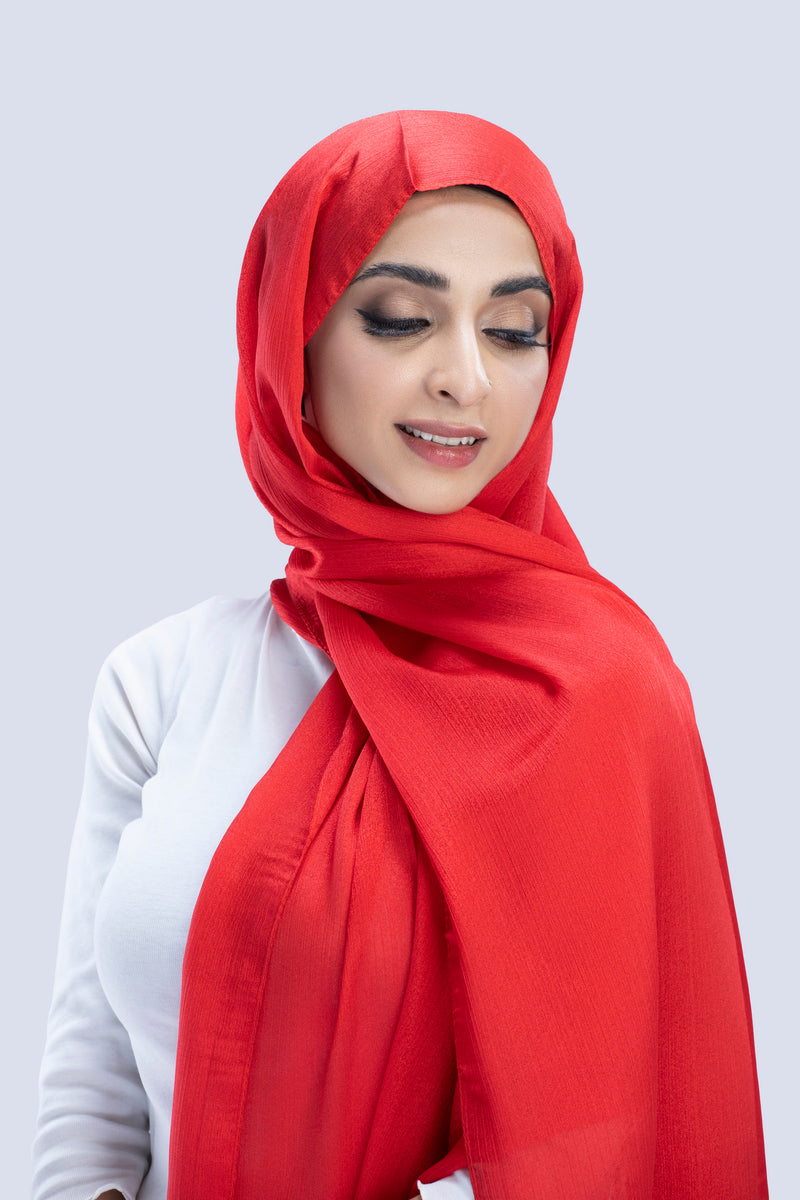 Metallic Chiffon - Ruby – Hijab Heaven Co