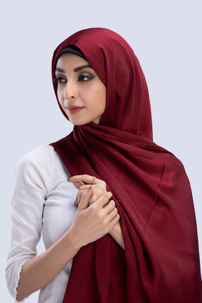 Metallic Chiffon - Maroon – Hijab Heaven Co