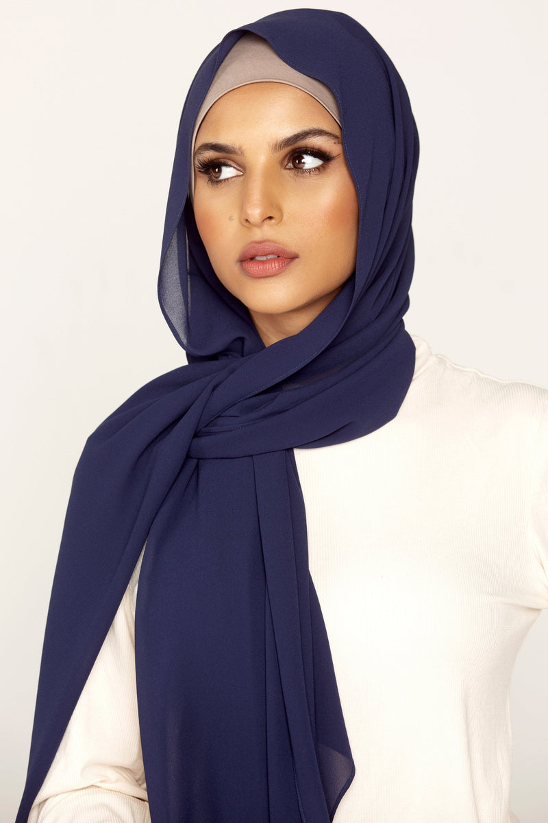 Plain Georgette - Navy Blue – Hijab Heaven Co